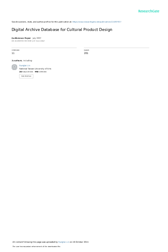 (PDF) Digital Archive Database for Cultural Product Design