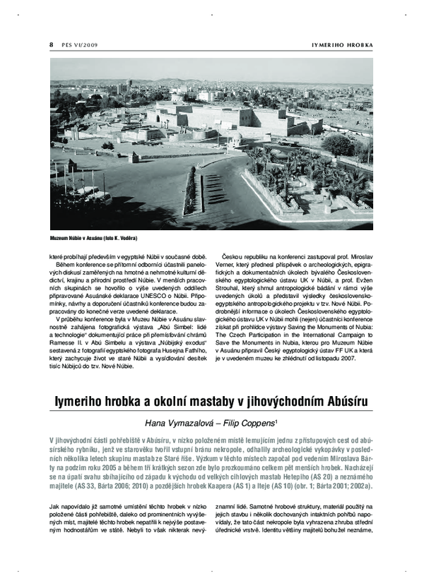 (PDF) Vymazalová, H. – Coppens, F., “Iymeriho hrobka a okolní mastaby v ...