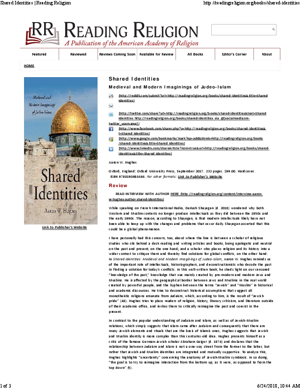 (PDF) Review on "Shared Identities: Medieval and Modern Imaginings of ...