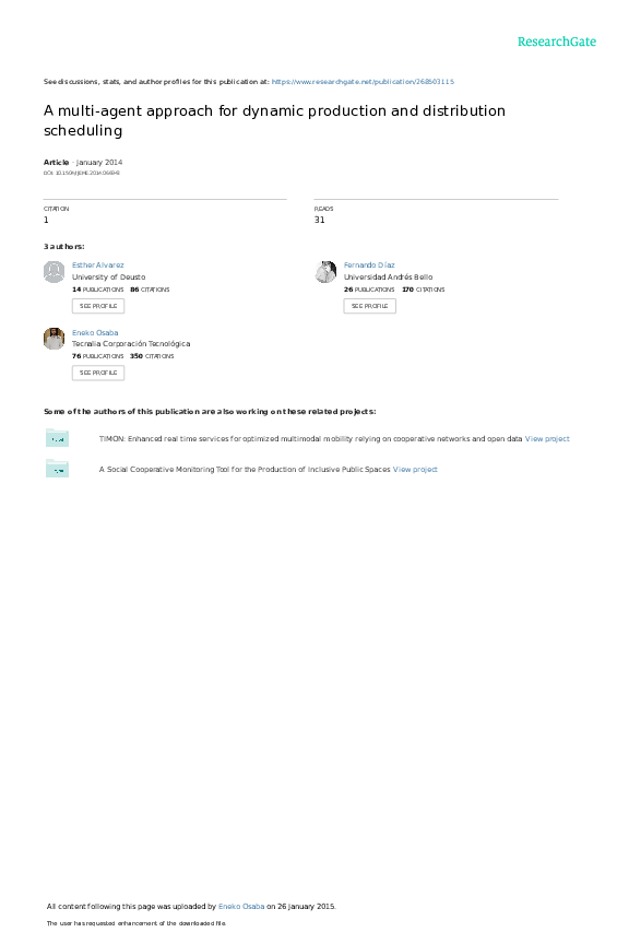 Pdf A Multi Agent Approach For Dynamic Production And Distribution Scheduling