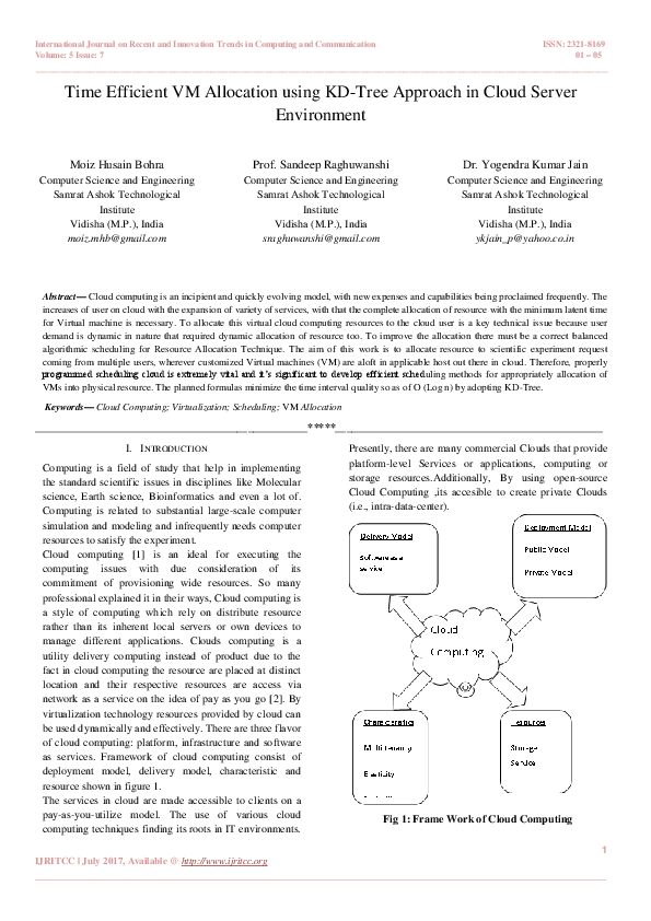Pdf Time Efficient Vm Allocation Using Kd Tree Approach In Cloud 6582