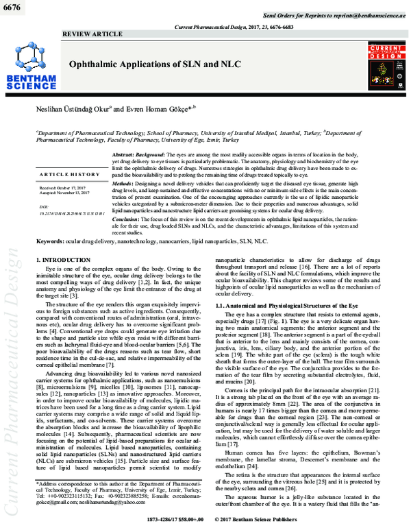(PDF) Ophthalmic Applications of SLN and NLC