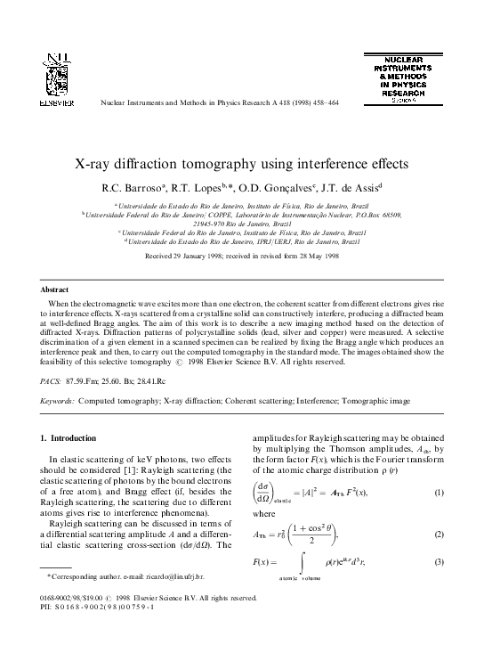 (PDF) X-ray diffraction tomography using interference effects