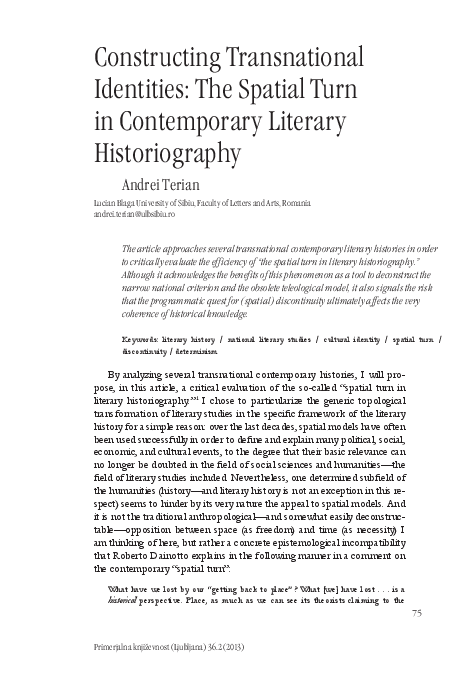 (PDF) Constructing Transnational Identities: The Spatial Turn in ...