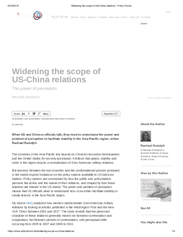 (PDF) Widening the scope of US-China relations
