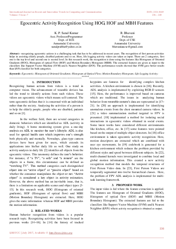 (PDF) Egocentric Activity Recognition Using HOG, HOF and MBH Features