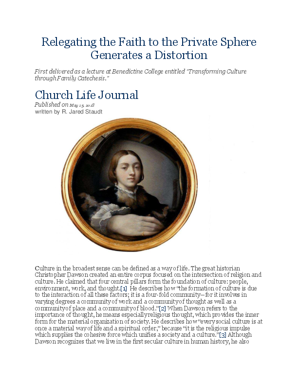 (PDF) Relegating the Faith to the Private Sphere Generates a Distortion