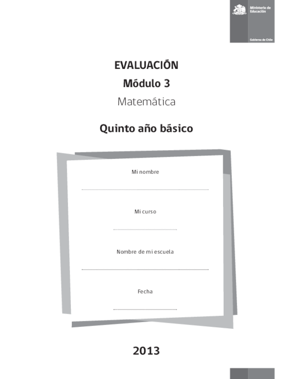 (PDF) Evaluacion 5basico modulo3 matematica