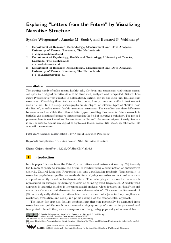 (PDF) Exploring " Letters from the Future " by Visualizing Narrative Structure