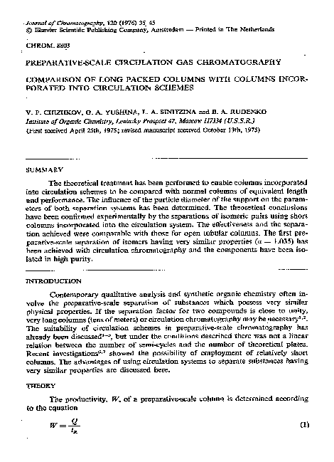 (PDF) Preparative-scale circulation gas chromatography