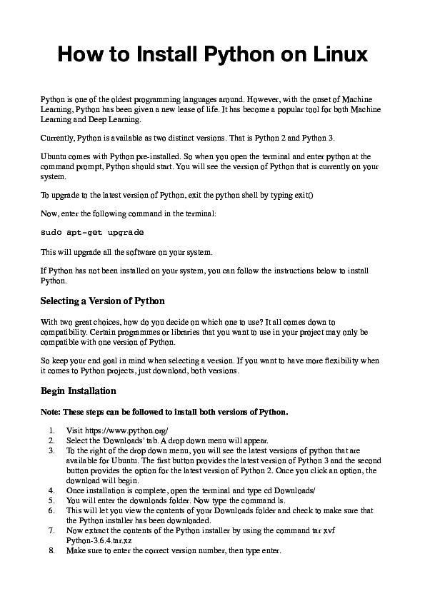 (PDF) How to Install Python on Linux | Vinita Silaparasetty - Academia.edu