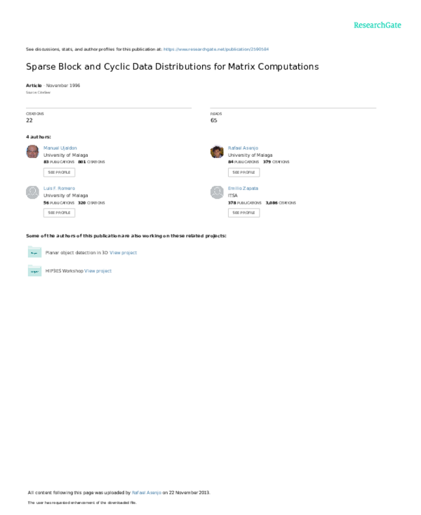 (PDF) Sparse Block and Cyclic Data Distributions for Matrix Computations