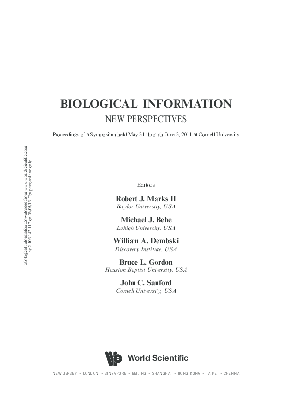 (PDF) BIOLOGICAL INFORMATION NEW PERSPECTIVES