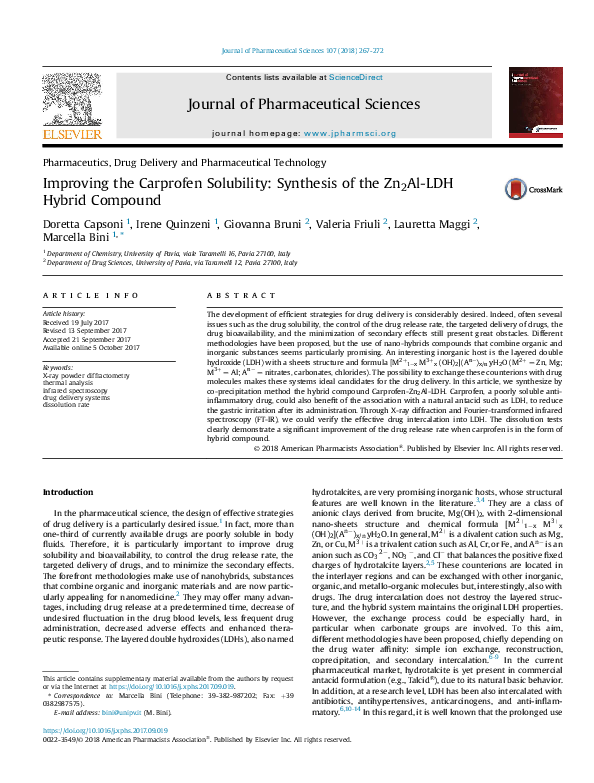 (PDF) Improving the Carprofen Solubility: Synthesis of the Zn 2 Al-LDH ...