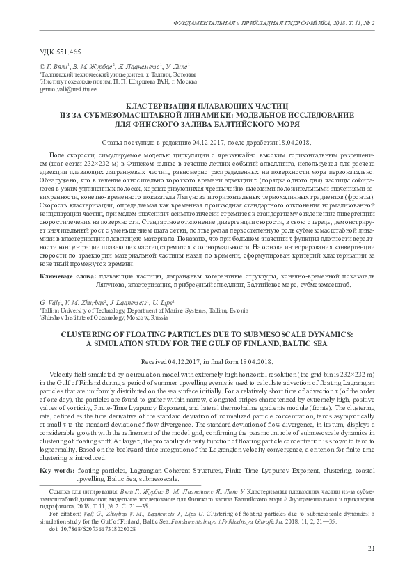 Pdf Clustering Of Floating Particles Due To Submesoscale Dynamics A