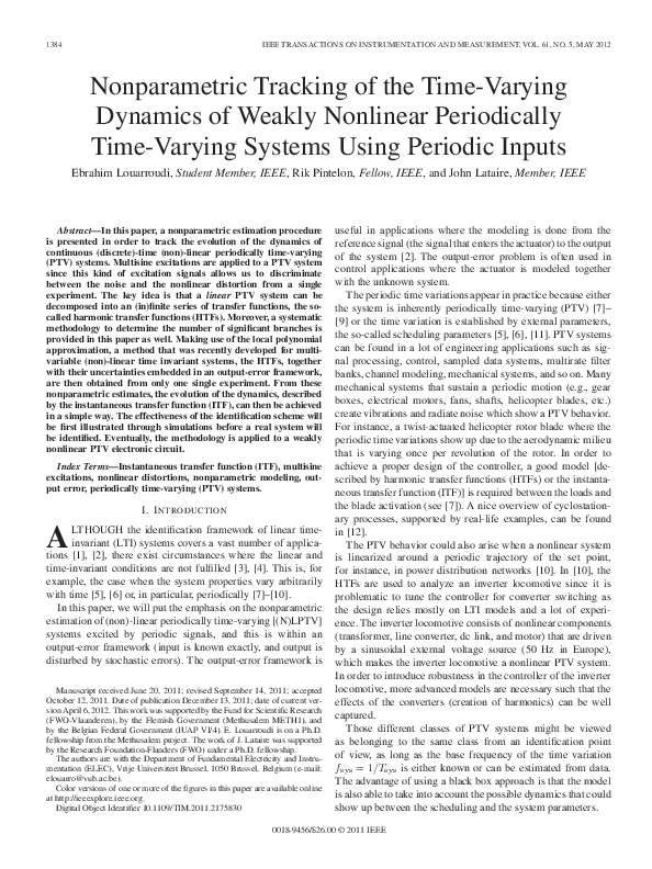 Pdf Nonparametric Tracking Of The Time Varying Dynamics Of Weakly