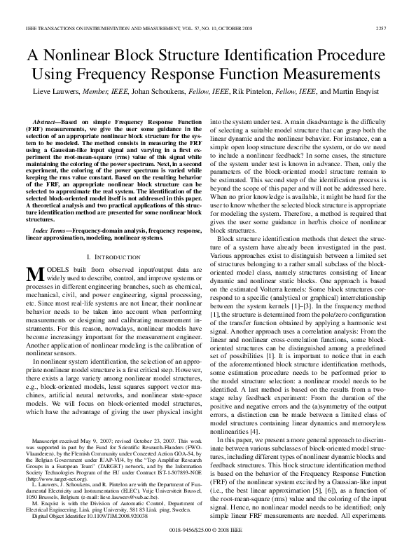 (PDF) A Nonlinear Block Structure Identification Procedure Using ...