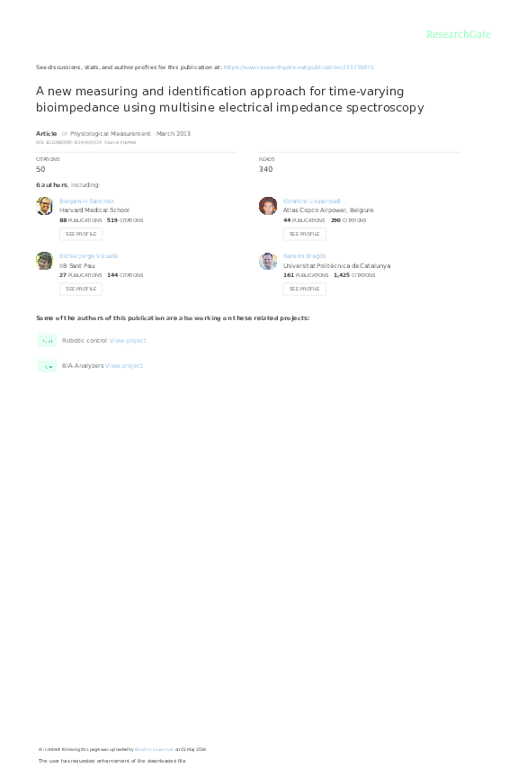 (PDF) A new measuring and identification approach for time-varying bioimpedance using multisine ...