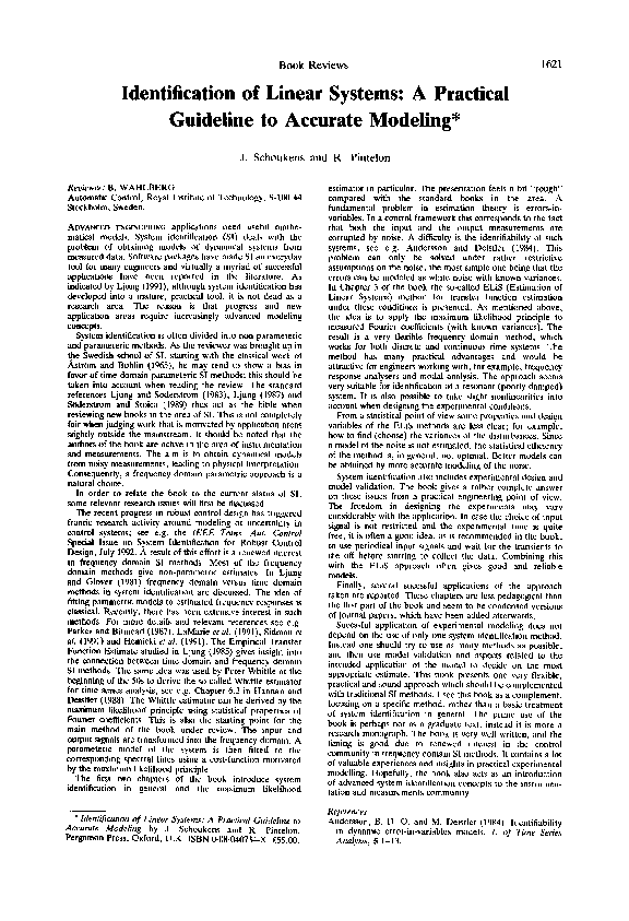 (PDF) Identification of linear systems: A practical guideline to ...