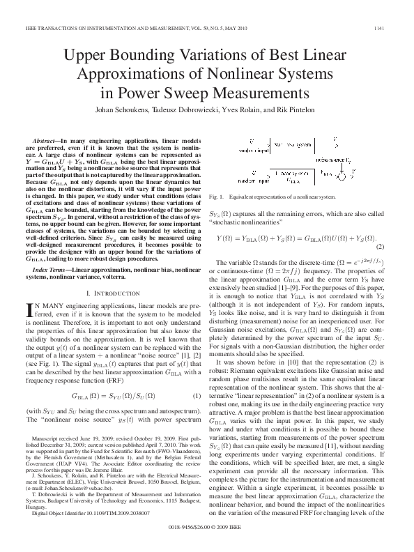 (PDF) Upper Bounding Variations of Best Linear Approximations of Nonlinear Systems in Power ...