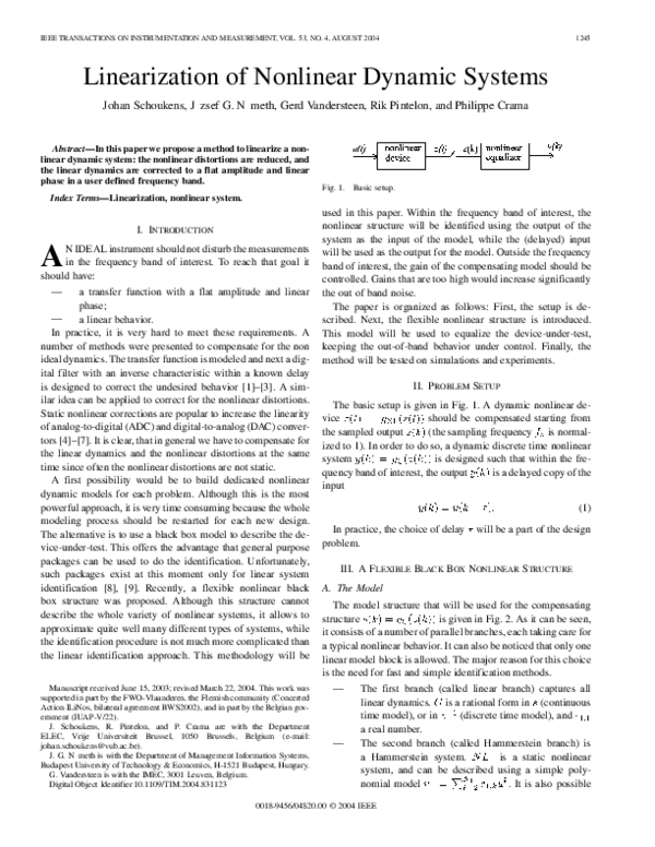 (PDF) Linearization of Nonlinear Dynamic Systems (PDF) Linearization of Nonlinear Dynamic Systems