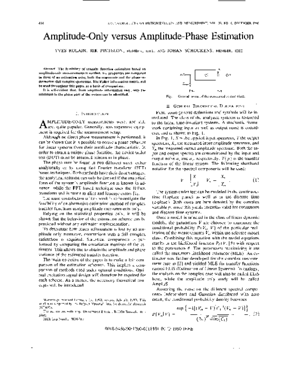 Pdf Amplitude Only Versus Amplitude Phase Estimation