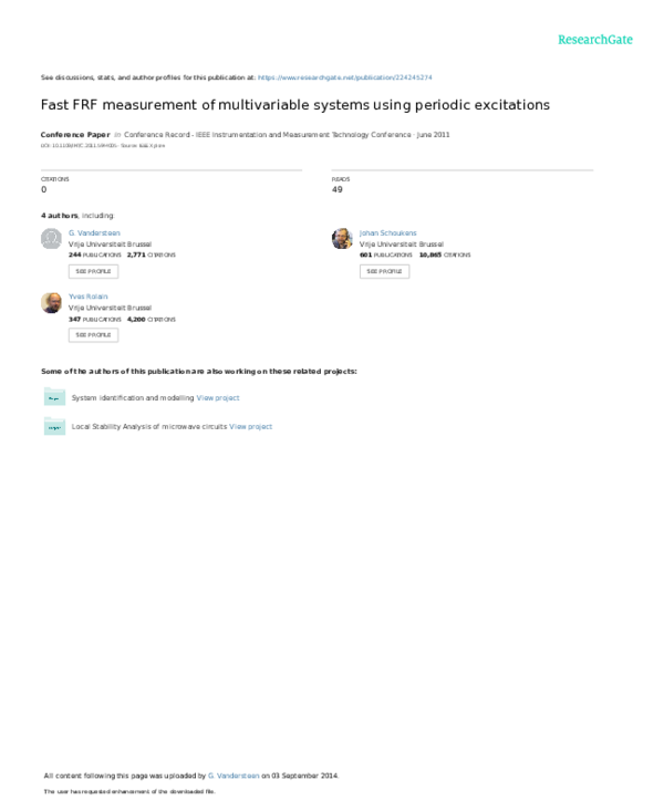 (PDF) Fast FRF measurement of multivariable systems using periodic ...