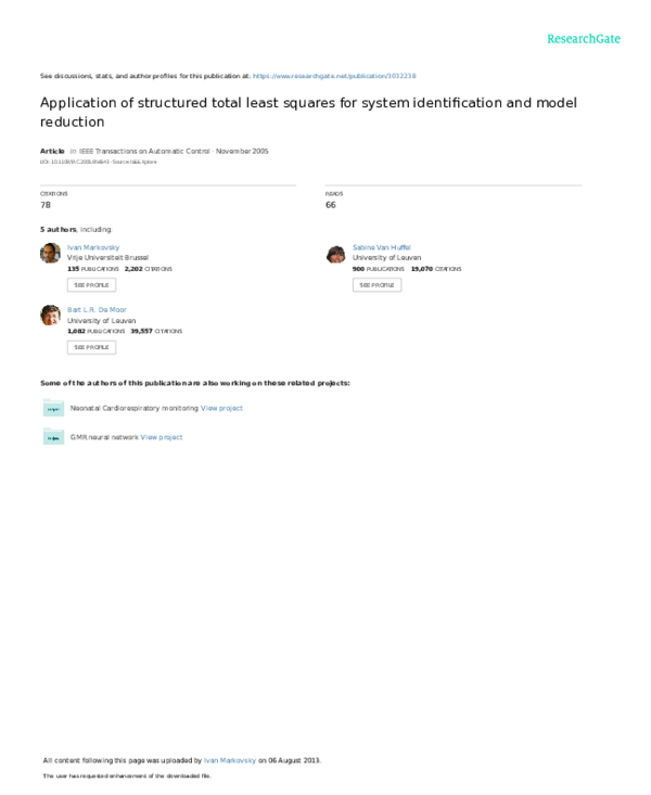 (PDF) Application of structured total least squares for system ...
