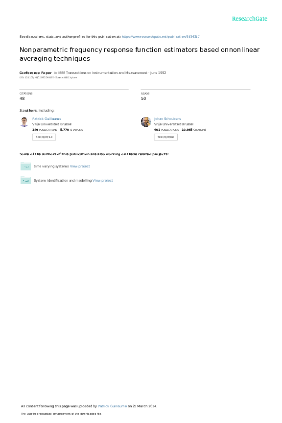 (PDF) Nonparametric frequency response function estimators based on nonlinear averaging techniques