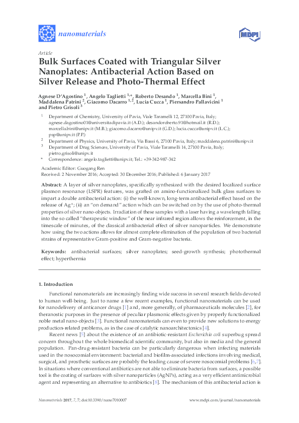 (PDF) Bulk Surfaces Coated with Triangular Silver Nanoplates ...