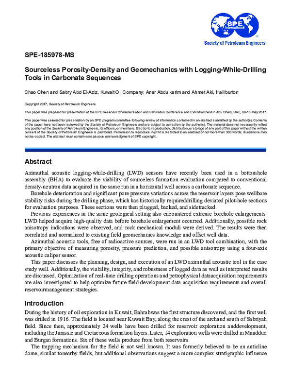 (PDF) SPE-185978-MS Sourceless Porosity-Density and Geomechanics with ...