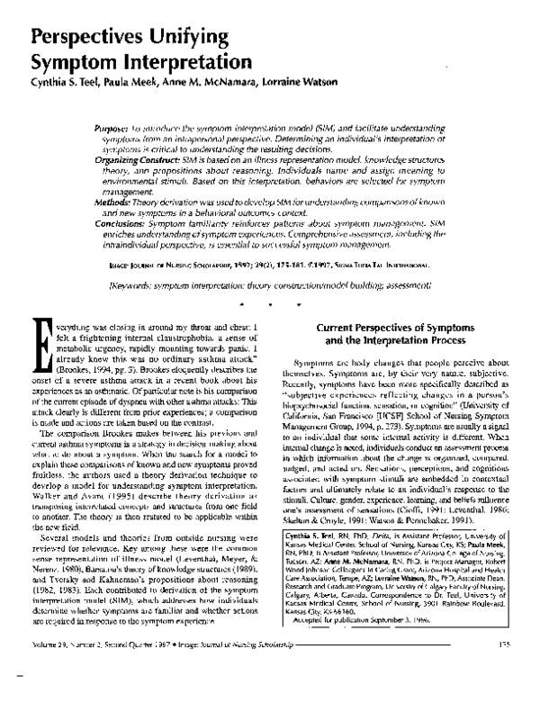 (PDF) Perspectives Unifying Symptom Interpretation
