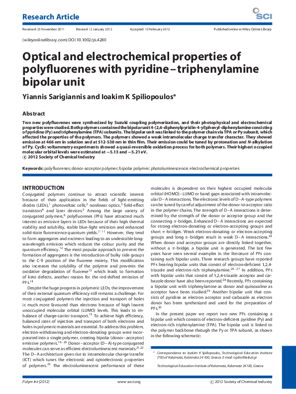 (PDF) Triphenylpyridine-based star-shaped π-conjugated oligomers with triphenylamine core ...