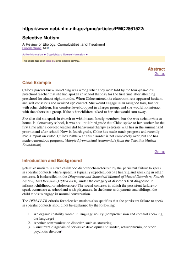 (DOC) Selective Mutism