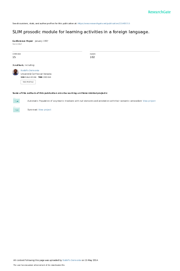 (PDF) SLIM prosodic module for learning activities in a foreign language