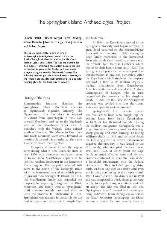 (PDF) The Springbank Island Archaeological Project