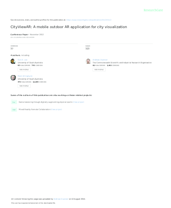 (PDF) CityViewAR: A mobile outdoor AR application for city visualization