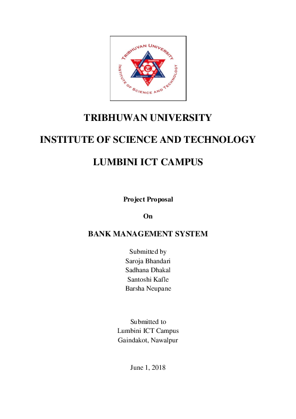 (DOC) LUMBINI ICT CAMPUS Project Proposal On BANK MANAGEMENT SYSTEM