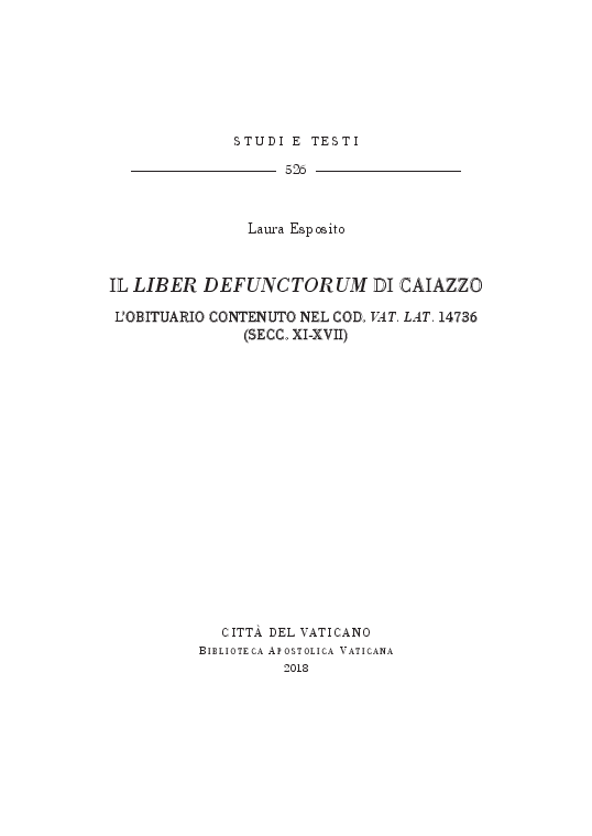 (PDF) Il Liber Defunctorum di Caiazzo. L'obituario contenuto nel cod ...