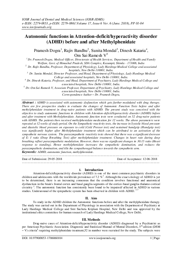 (PDF) Autonomic functions in Attention-deficit/hyperactivity disorder ...