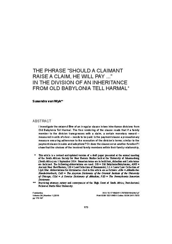 (PDF) PHRASE " SHOULD A CLAIMANT RAISE A CLAIM, HE WILL PAY ... " IN ...