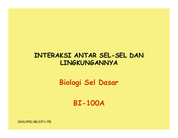 (PDF) INTERAKSI ANTAR SEL-SEL DAN LINGKUNGANNYA