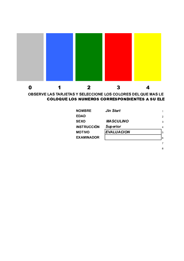 Test de personalidad colores luscher