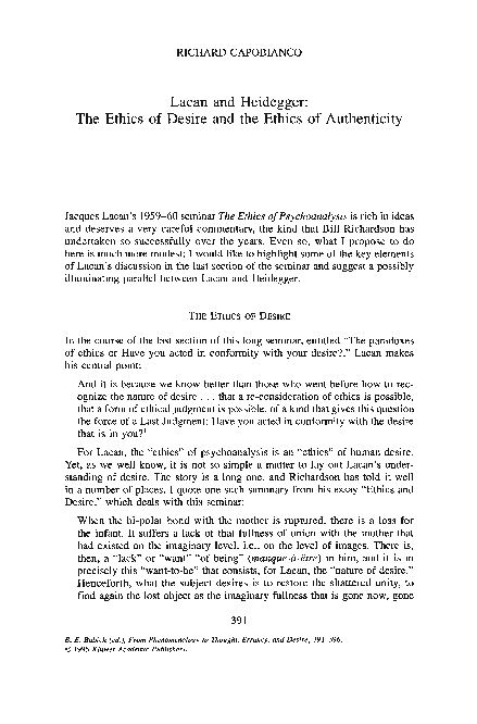 (PDF) Heidegger and Lacan (for Festschrift)