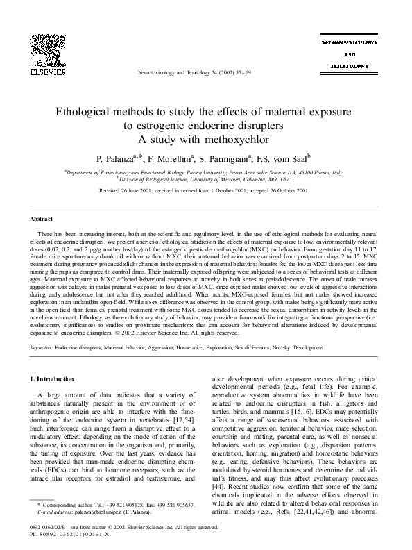 (PDF) Ethological methods to study the effects of maternal exposure to ...
