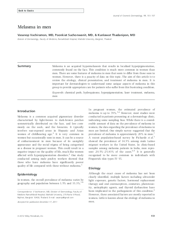 (PDF) Melasma in men