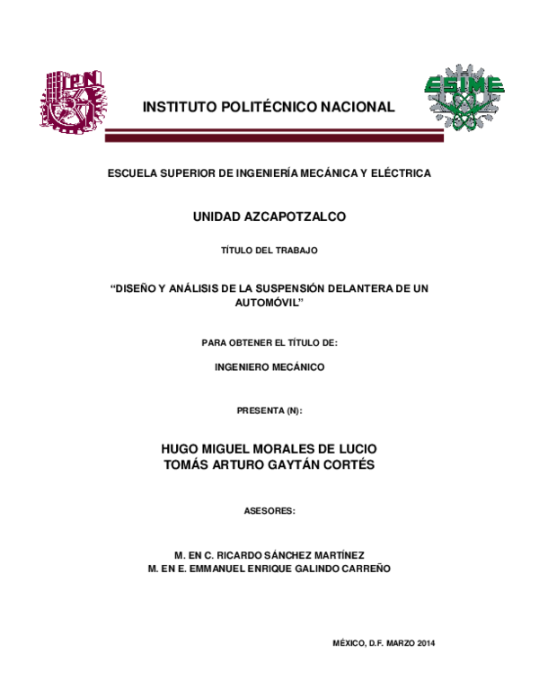 (PDF) INSTITUTO POLITÉCNICO NACIONAL ESCUELA SUPERIOR DE INGENIERÍA MECÁNICA Y ELÉCTRICA PARA ...
