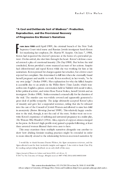 (PDF) "A Cool and Deliberate Sort of Madness": Production, Reproduction ...