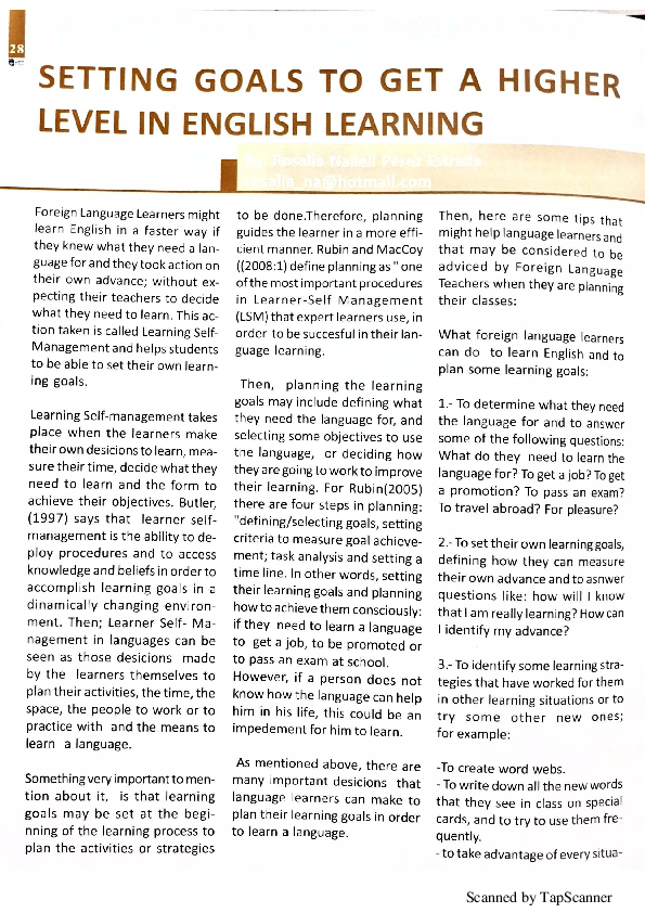 (PDF) Setting Goals to Get a Higher Level in English Learning