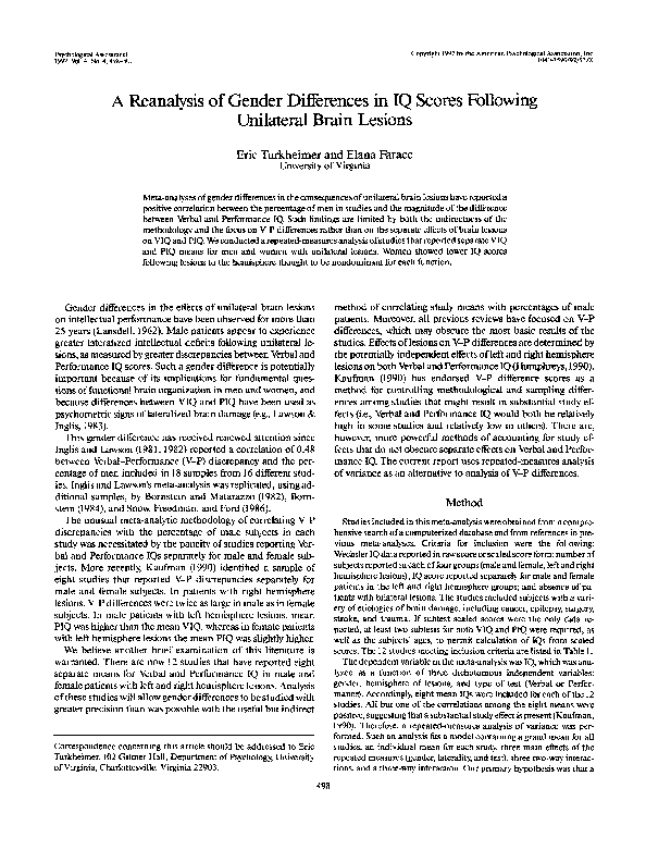 (PDF) A reanalysis of gender differences in IQ scores following ...